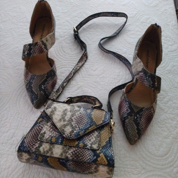 comfortview | Shoes | Reptile Bag And Heels Comfortview Brown And Blue ...
